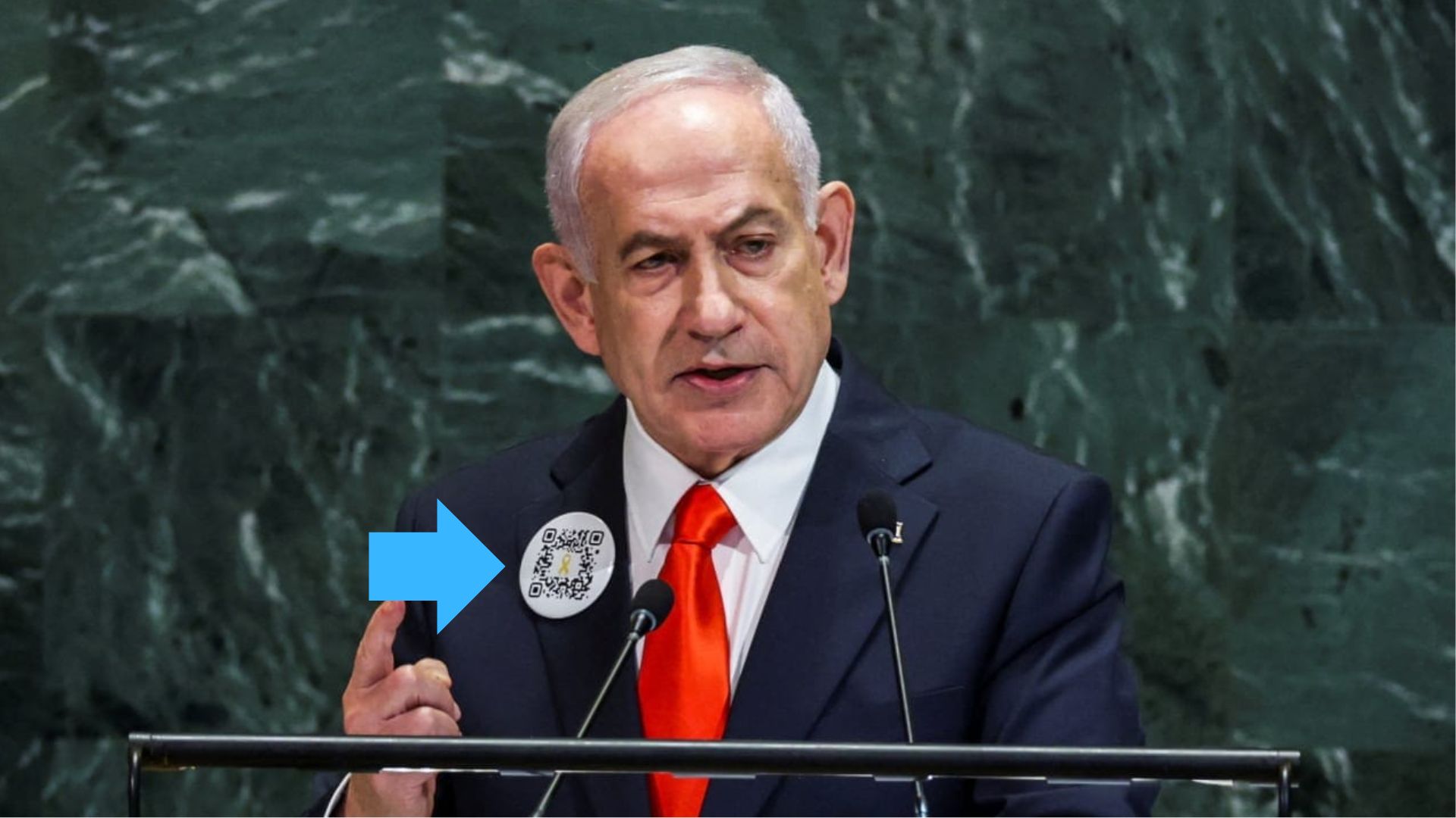 O que é o QR Code que Benjamin Netanyahu, primeiro-ministro de Israel, usou no terno em discurso ...